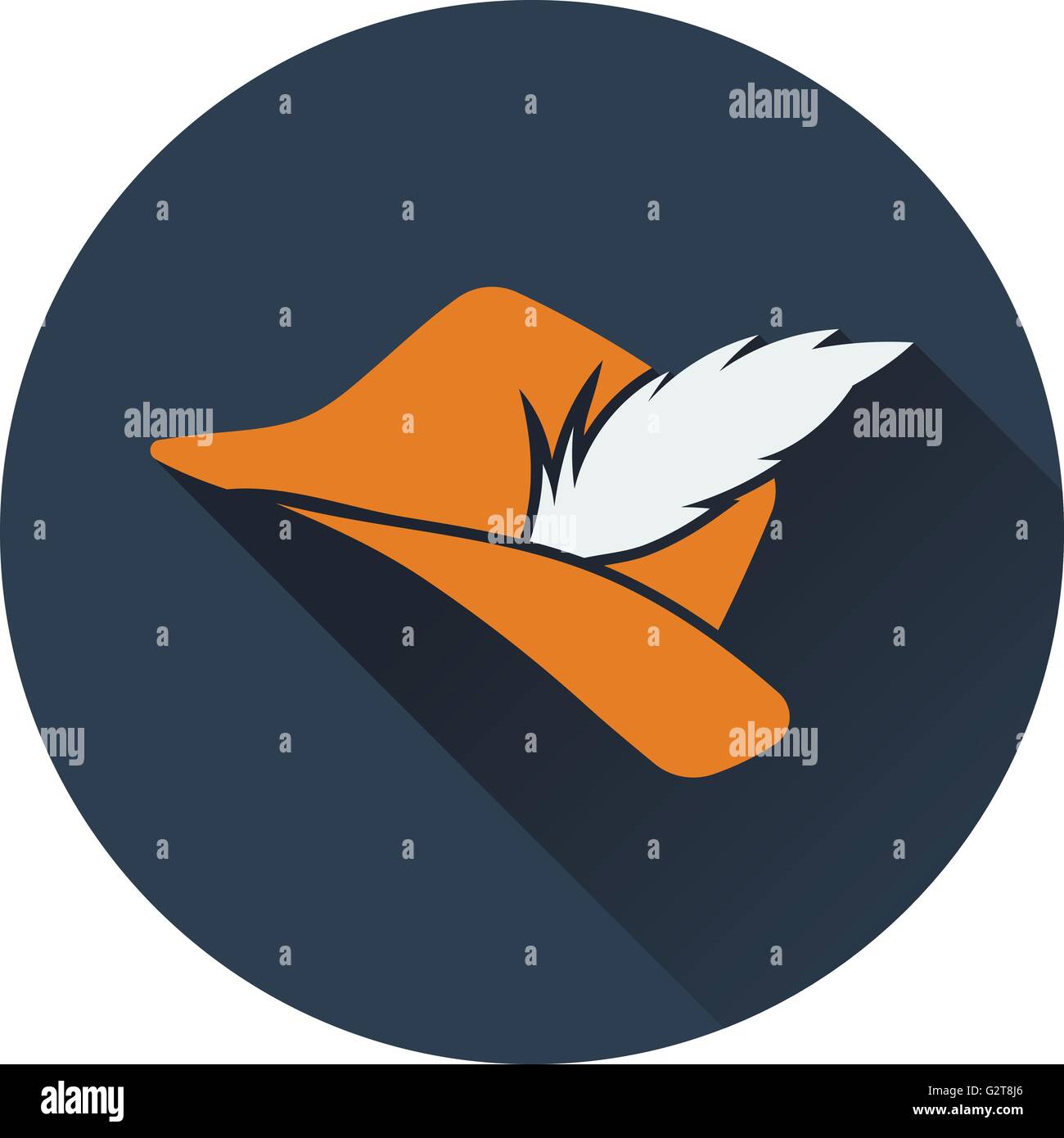 Icon of hunter hat with feather. Flat design. Vector illustration Stock ...