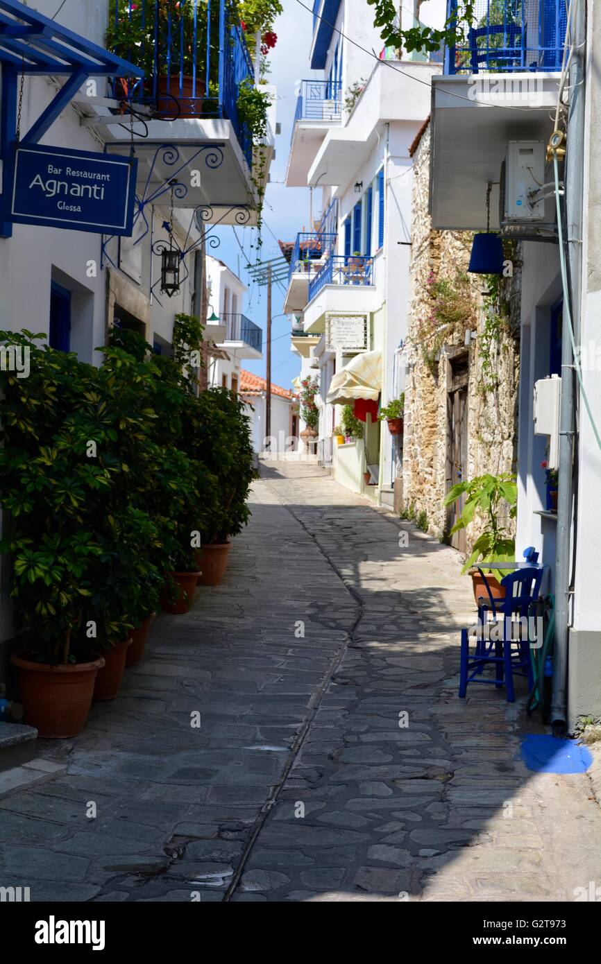Village of Glossa on the west coast of Skopelos Greece Stock Photo - Alamy