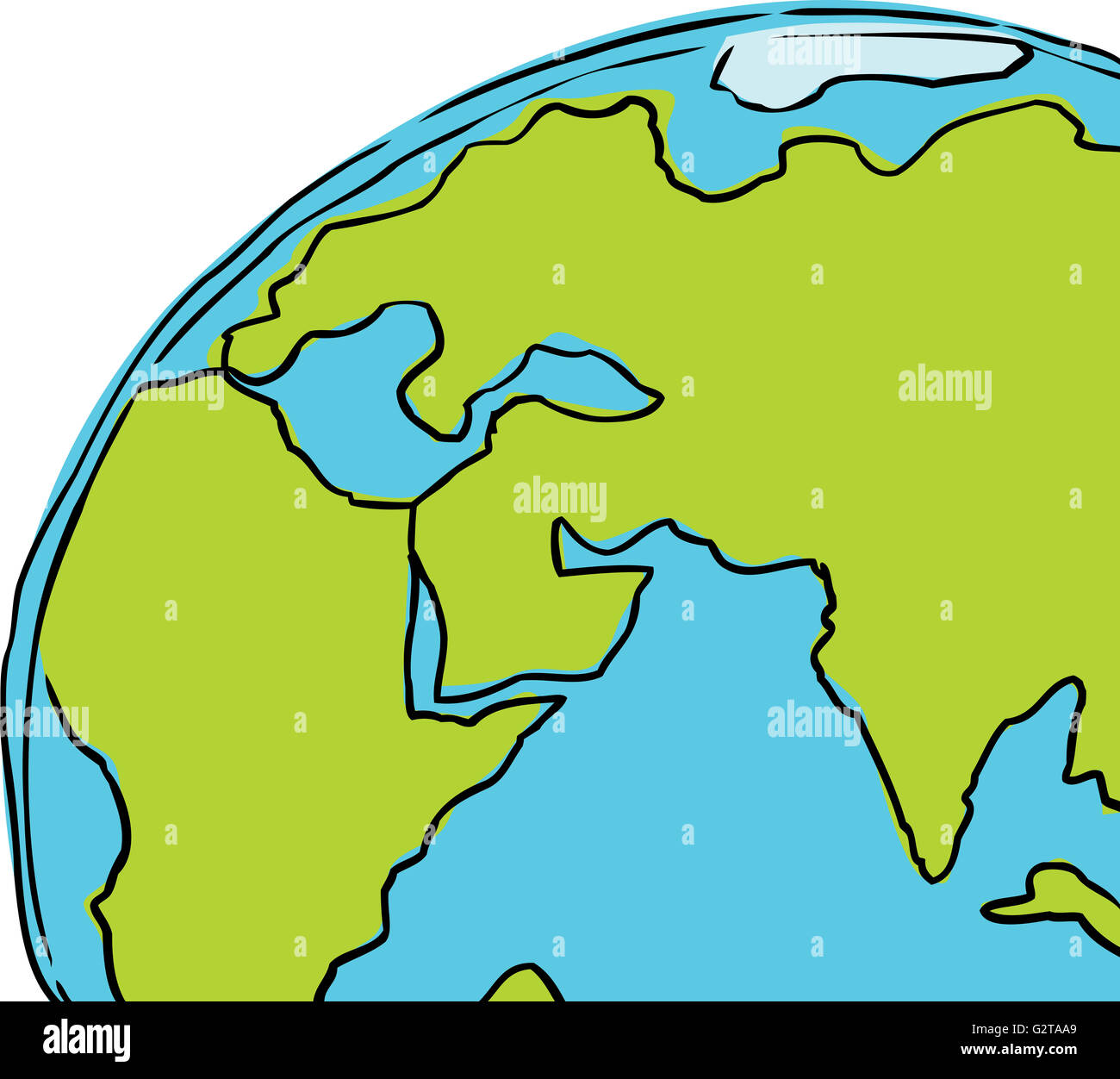 Hand drawn cartoon of the planet earth cropped to include African ...