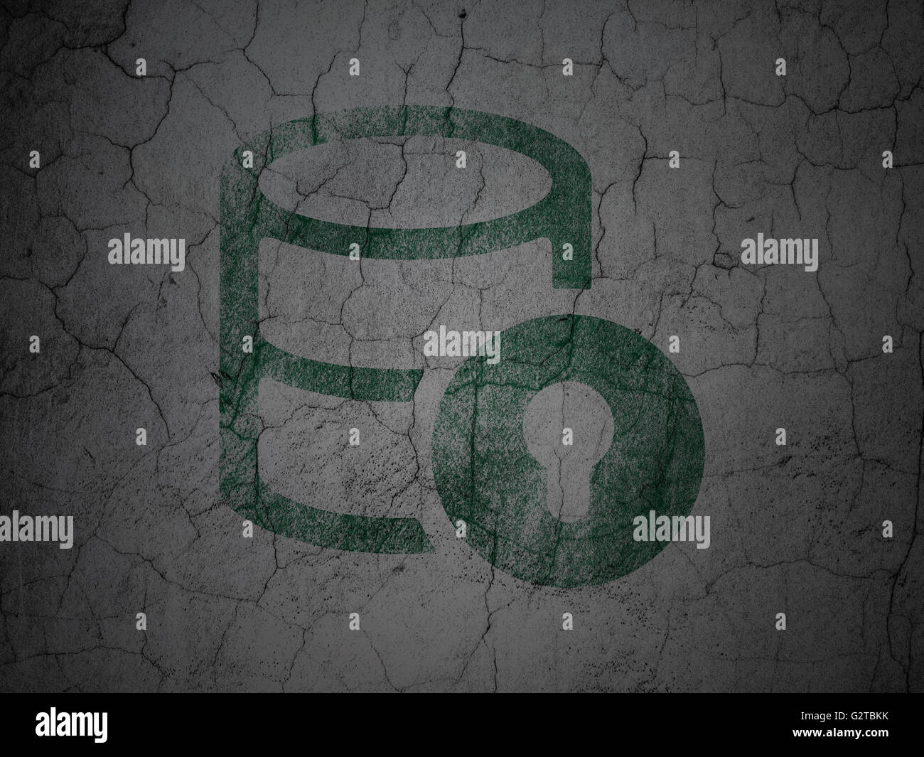 Software concept: Database With Lock on grunge wall background Stock ...