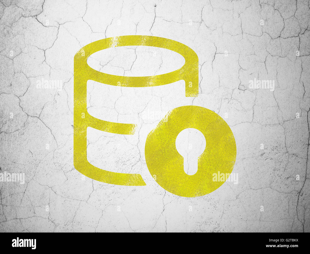 Software concept: Database With Lock on wall background Stock Photo - Alamy