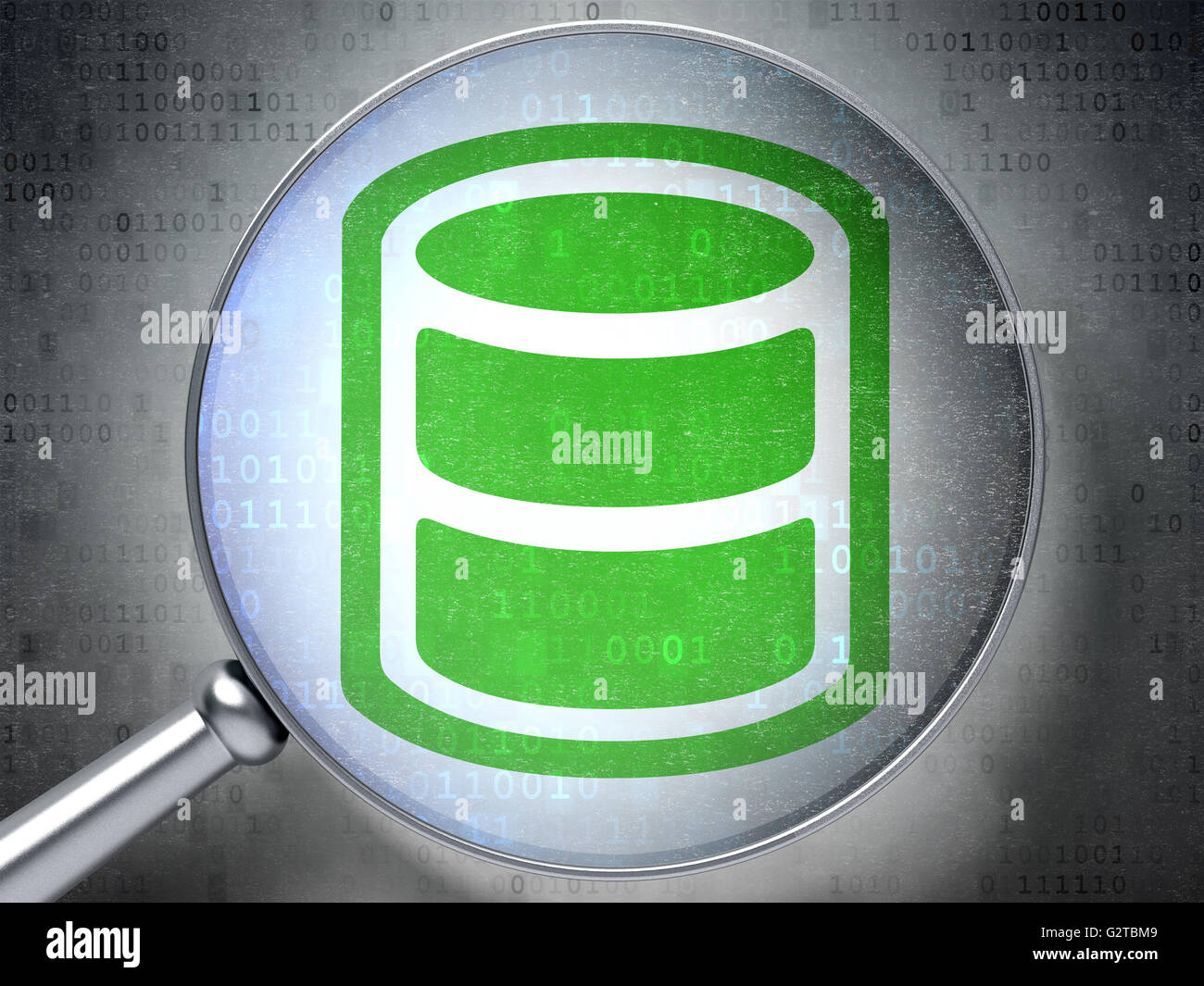 Database concept: Database with optical glass on digital background Stock Photo - Alamy