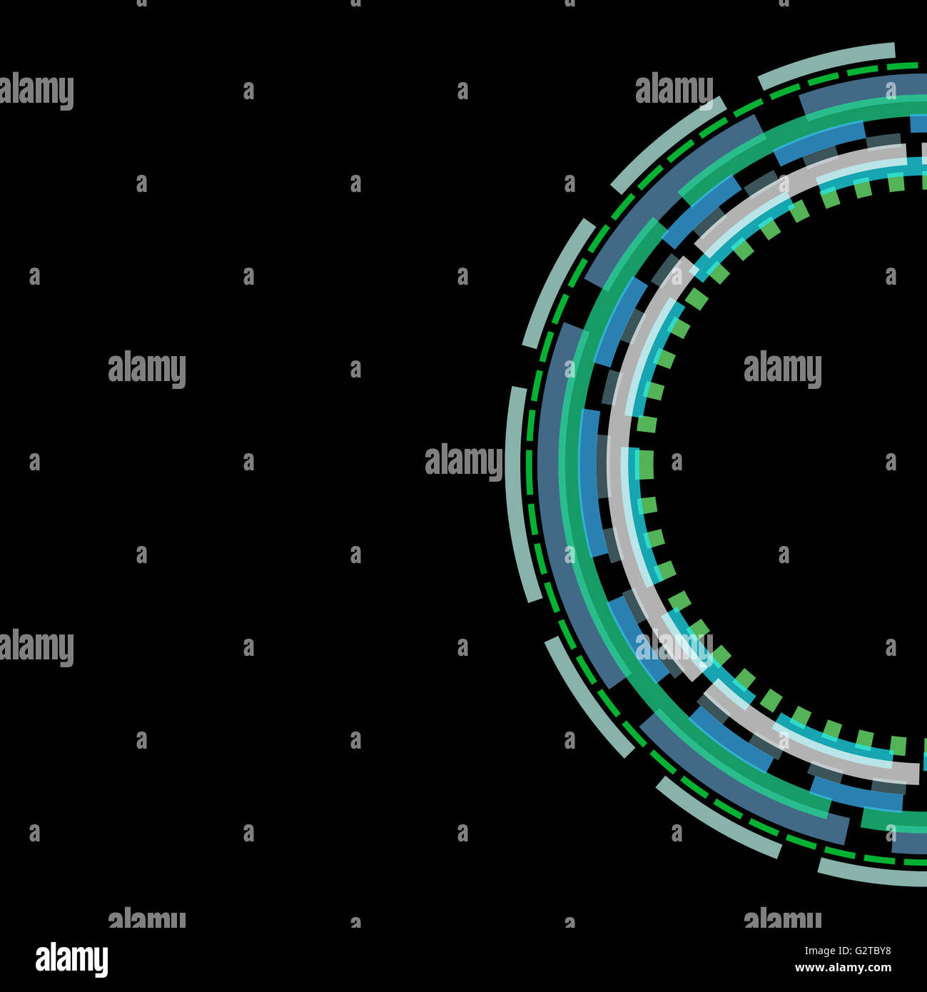 Overlapping colorful half circles on black ad ready for text Stock ...
