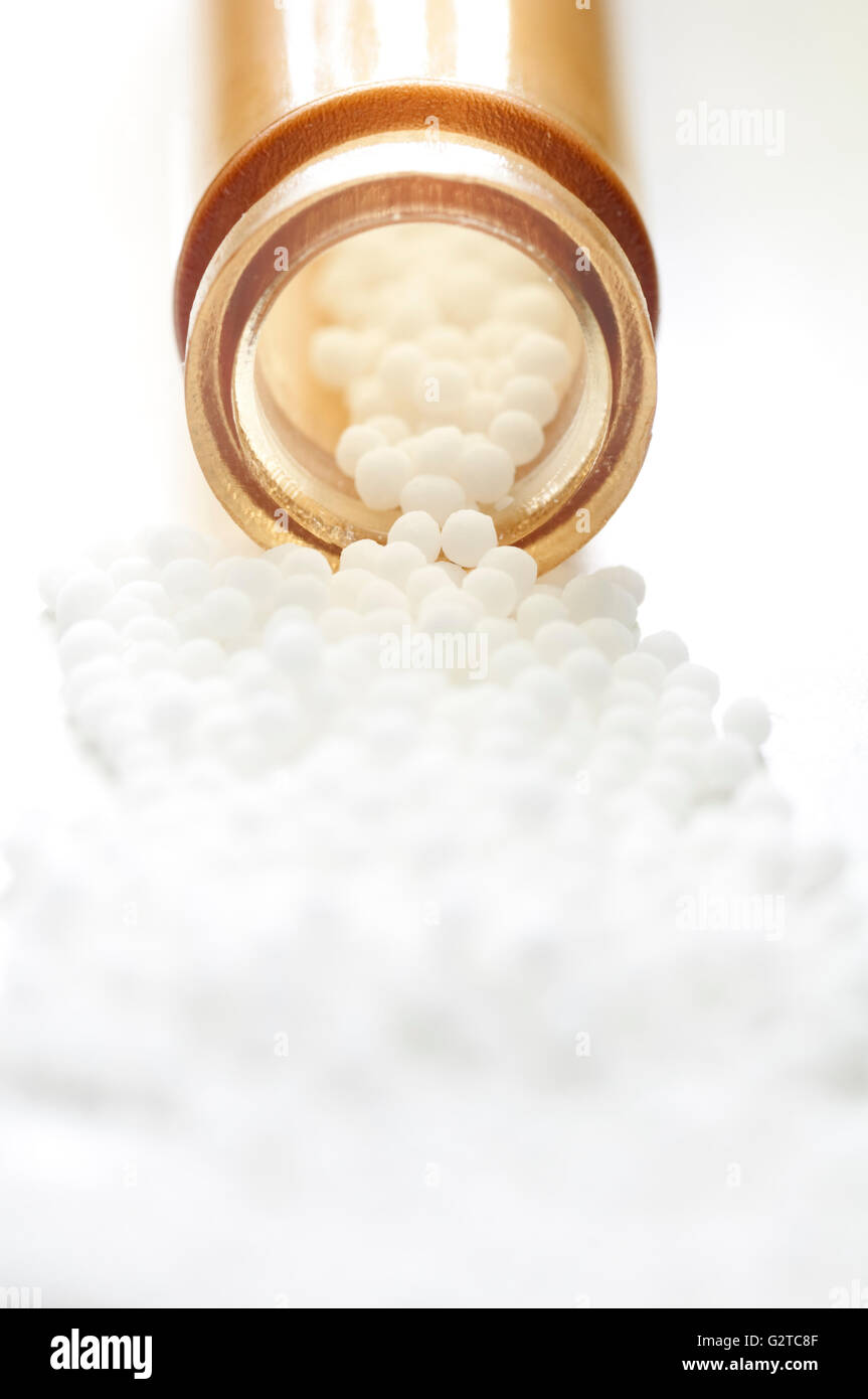 Homeopathic Pills in Glass Tubes Stock Photo - Alamy