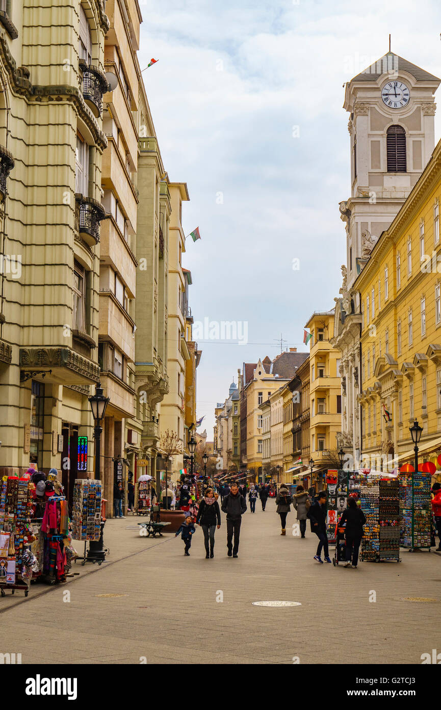 Vaci Utca is the main shopping street in Budapest, Hungary Stock Photo ...