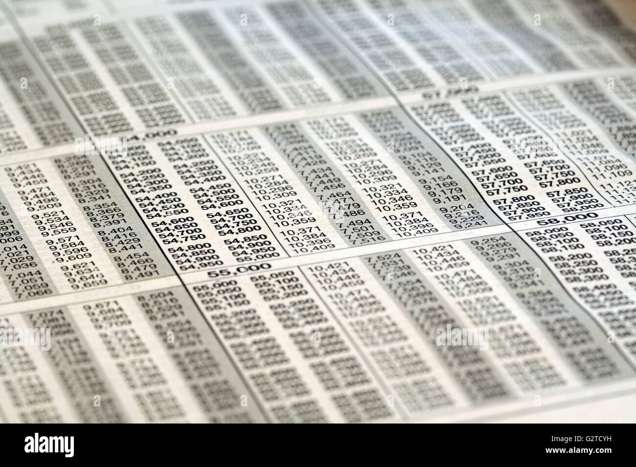 Tax bracket table Stock Photo - Alamy