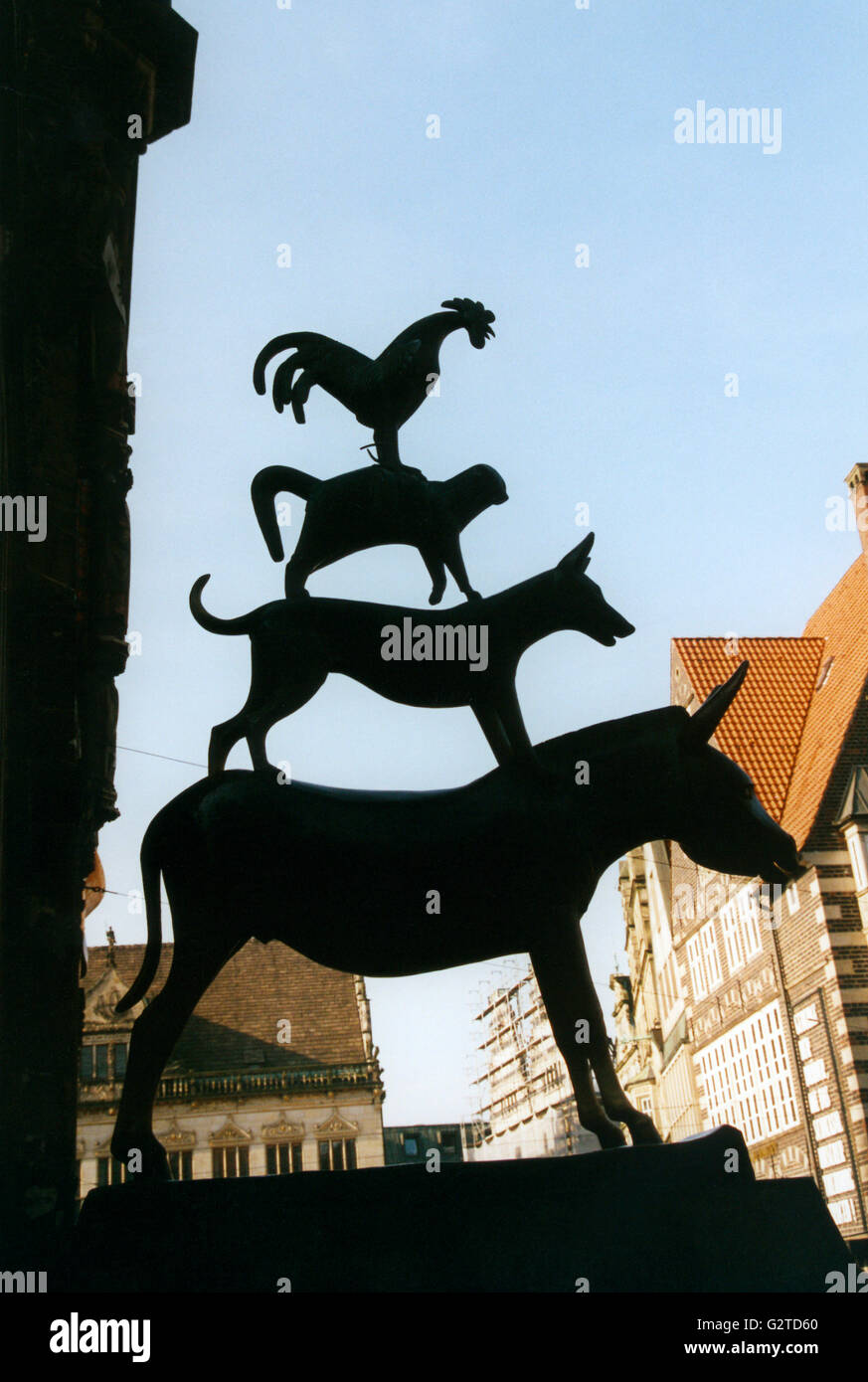 The statue Town Musicians of Bremen based on a fairy tale by the ...