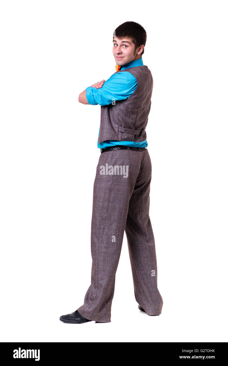 Disco dancer showing some movements against isolated white Stock Photo ...