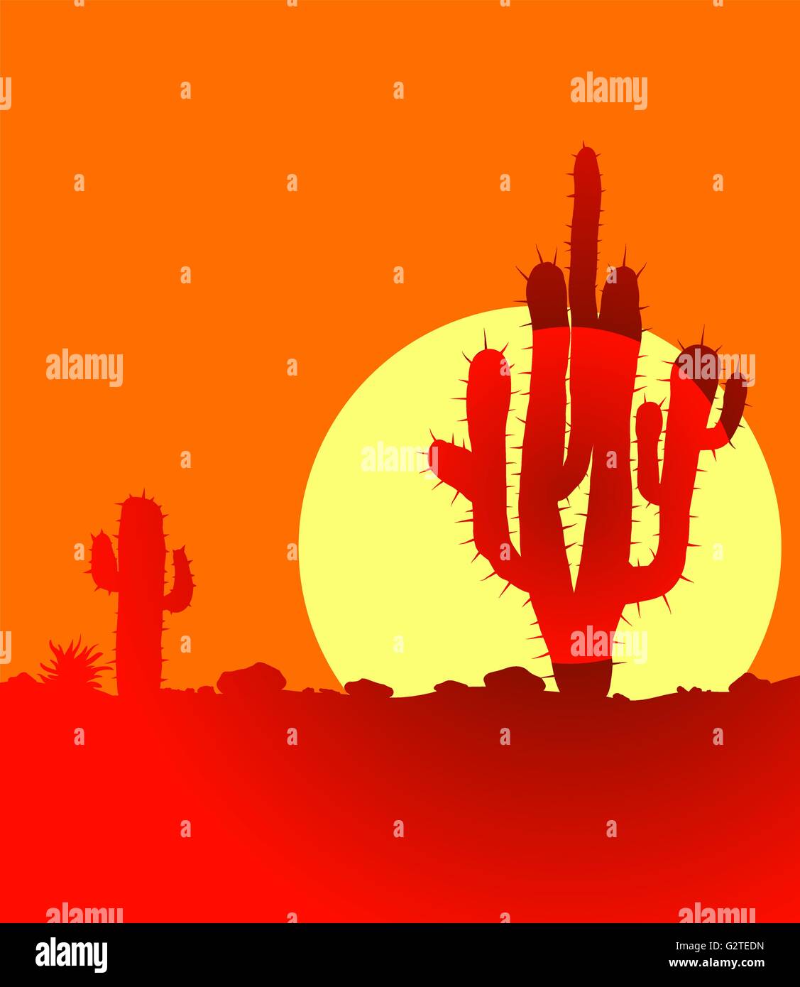 Saguaro cactus sunset arizona Stock Vector Images - Alamy