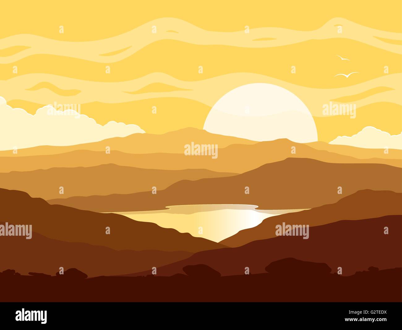 Desert landscape morning view Stock Vector Images - Alamy
