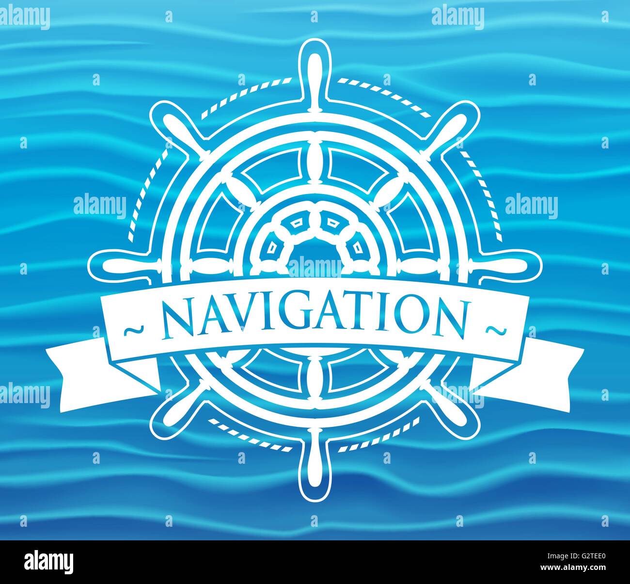 Ship steering wheel with banner Stock Vector Image & Art - Alamy