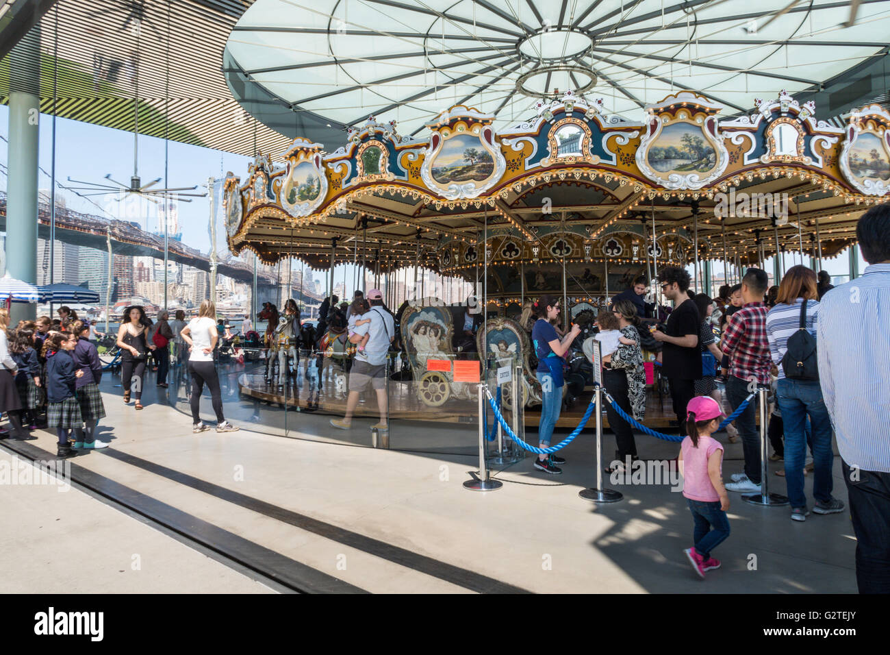 Jane's Carousel in Brooklyn Bridge Park, NYC, USA Stock Photo - Alamy