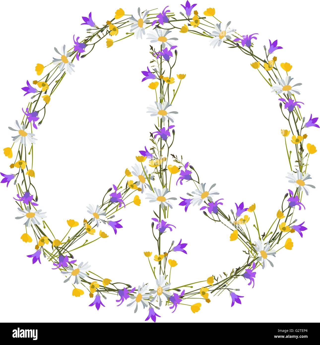 Flower power peace symbol, isolated vector Stock Vector Image & Art - Alamy