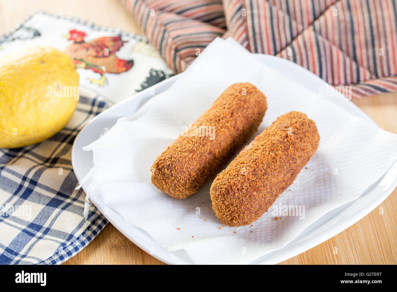 beef croquettes, two beef croquettes Stock Photo - Alamy