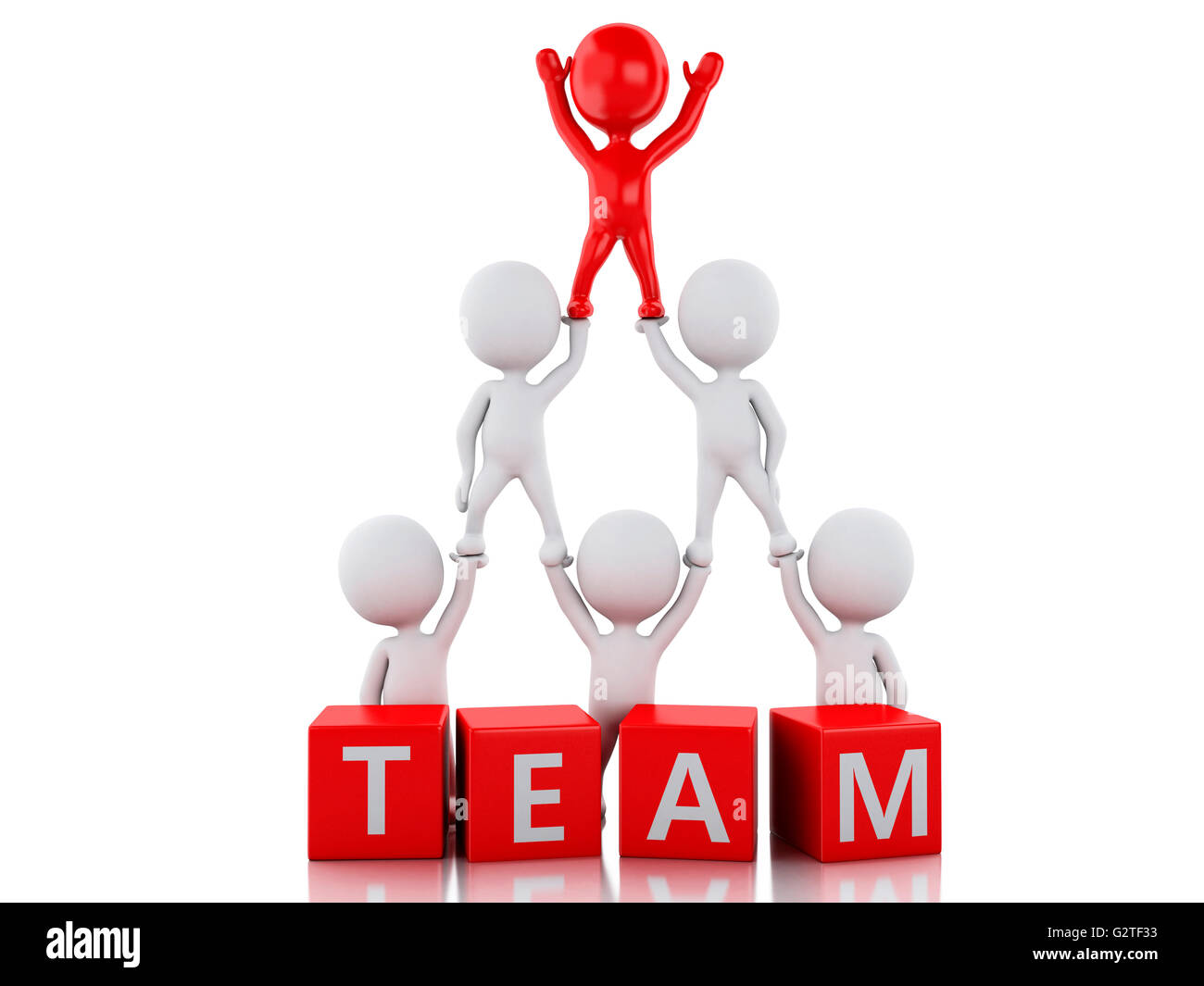 3d renderer image. White people and red man leadership. Leadership and ...