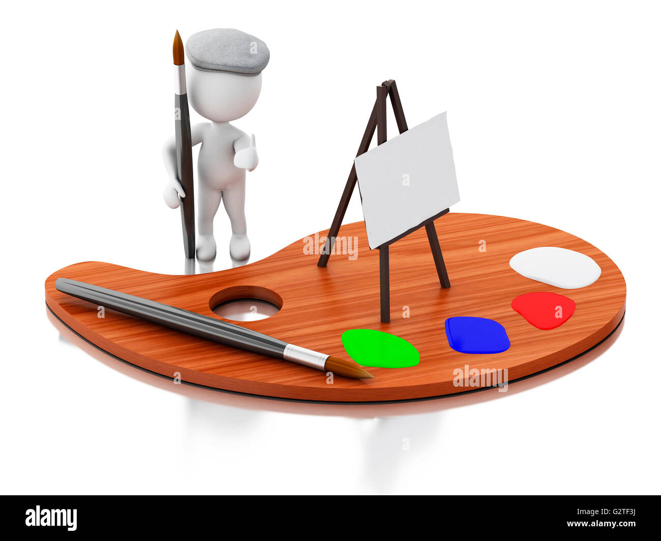 3d renderer image. White people artist with color palette. Isolated ...