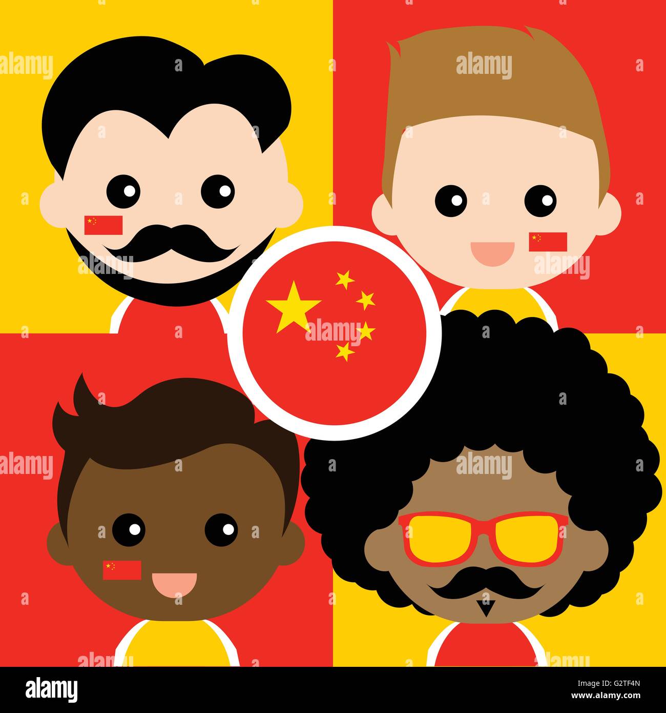 Group of happy China's supporters Stock Vector Image & Art - Alamy