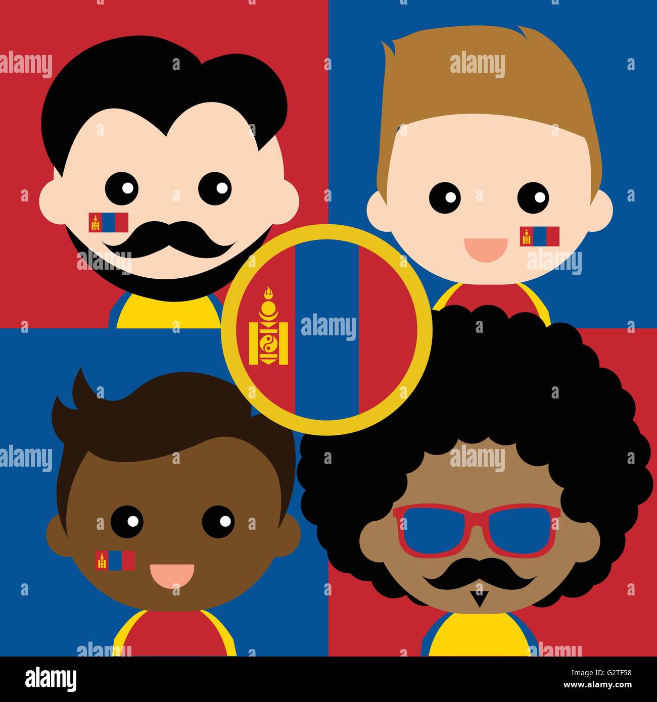 Group of happy Mongolia's supporters Stock Vector Image & Art - Alamy