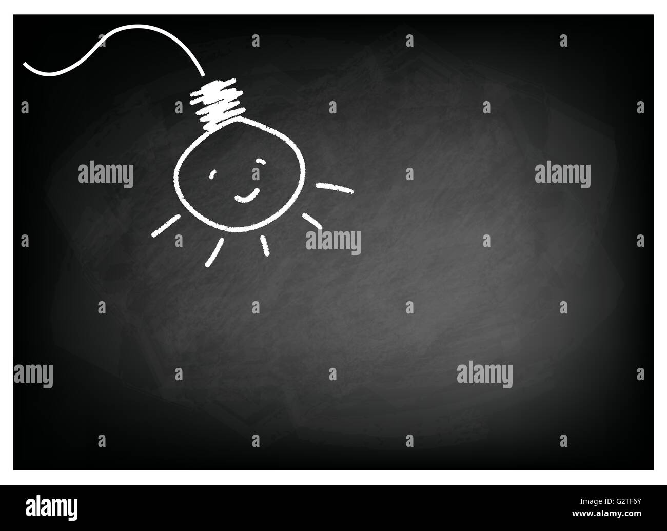 Light Bulb Cartoon on Dusty Black Chalkboard Texture with Copy Space ...