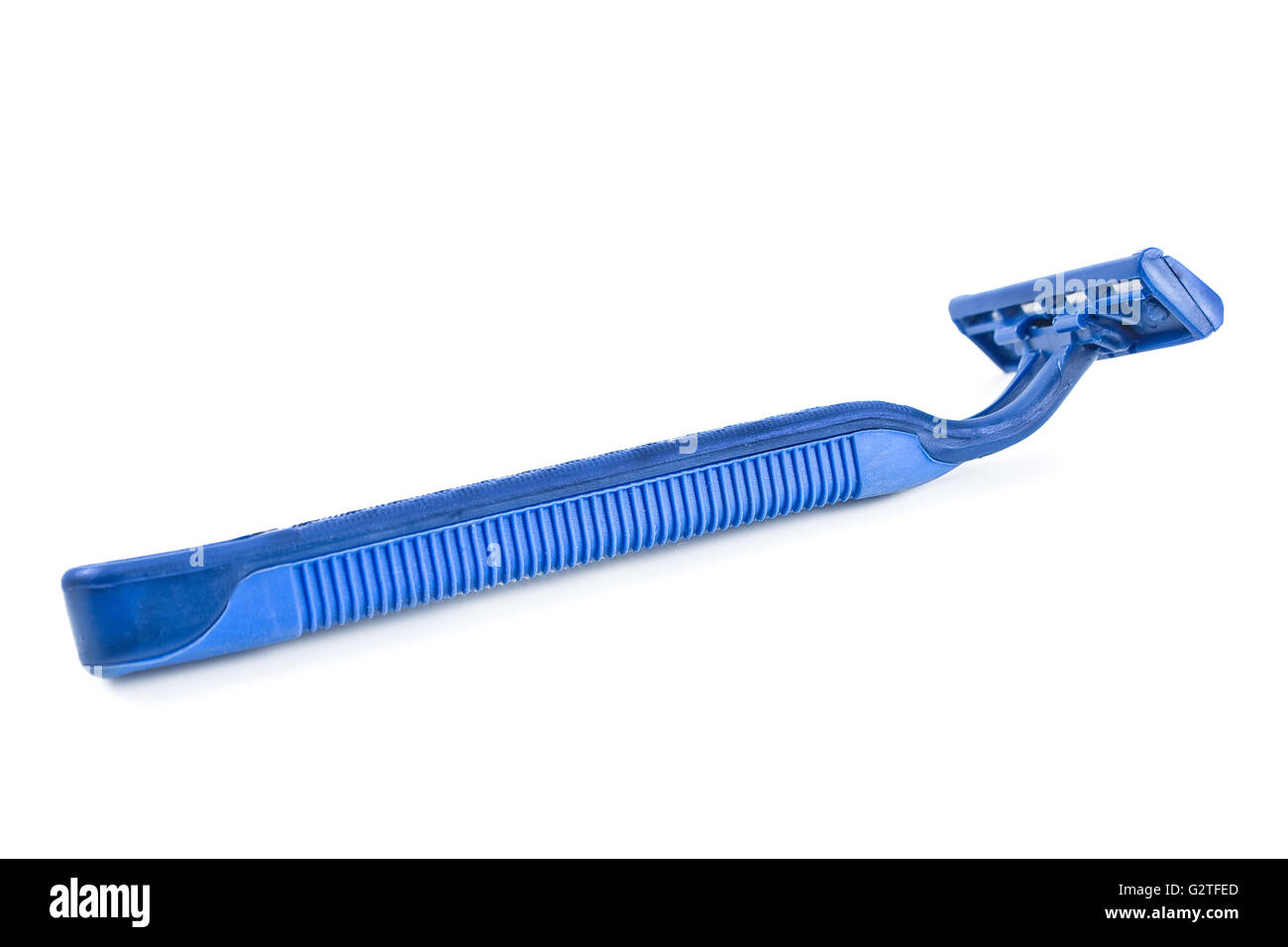 Blue razor blade isolated on white Stock Photo - Alamy
