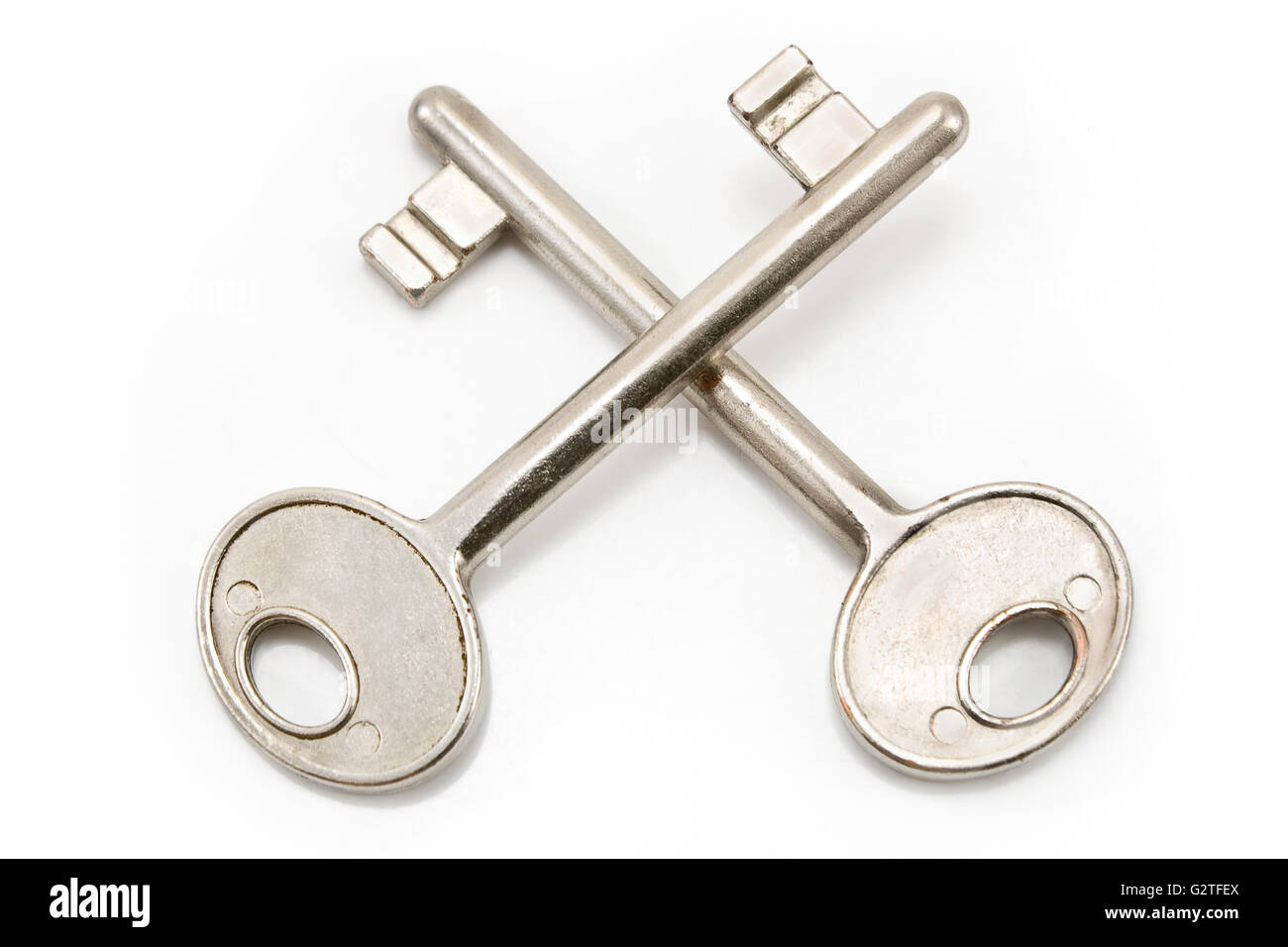 Two keys isolated on white Stock Photo - Alamy
