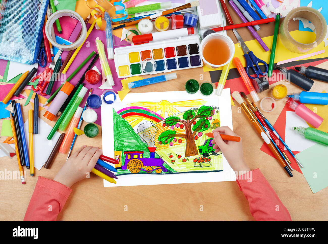 Steam train child drawing hi-res stock photography and images - Alamy