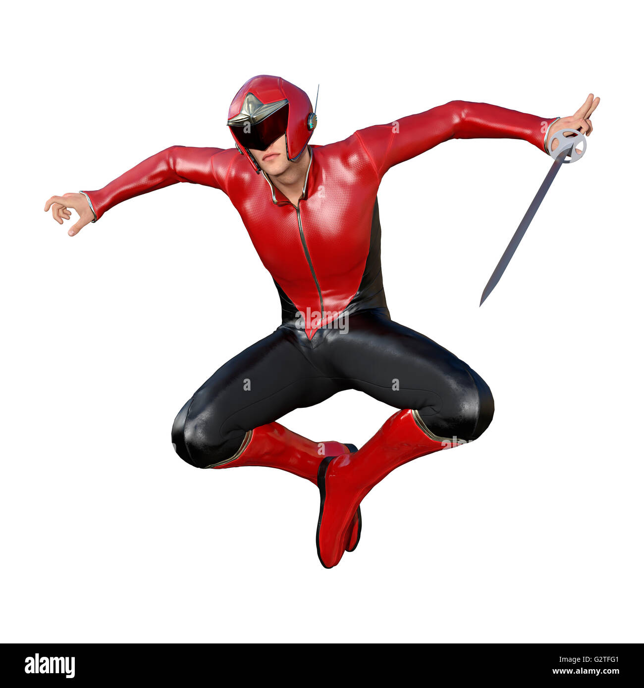 3D rendering of a male hero isolated on white background Stock Photo ...