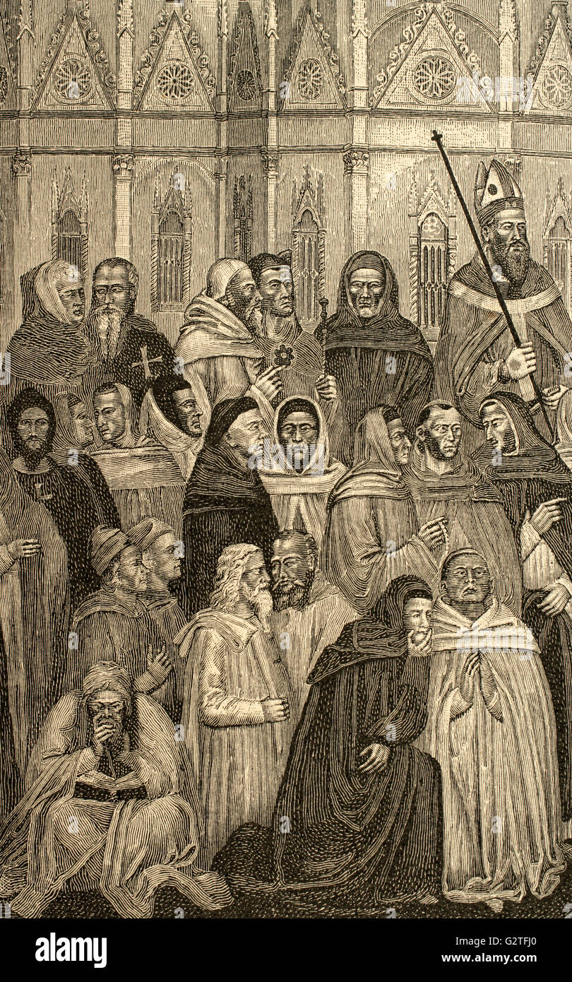 Militant Church and Triumphant Church. Detail of Devout Christians ...