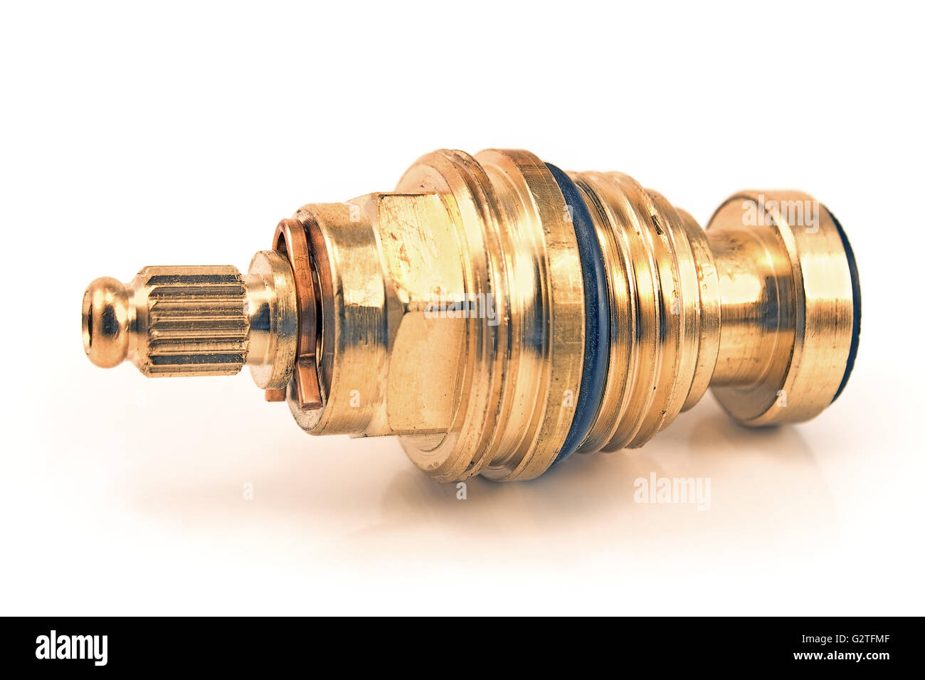 Plumbing pipe faucet inside mechanism on white Stock Photo - Alamy