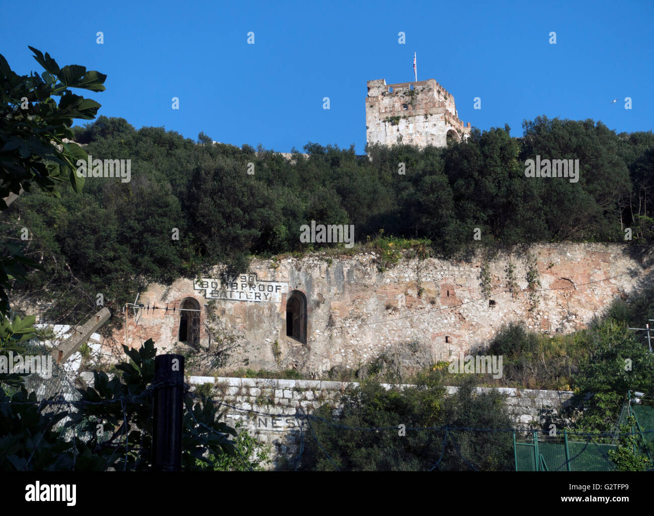 Moorish Castle's Tower of Homage, Gibraltar Stock Photo - Alamy