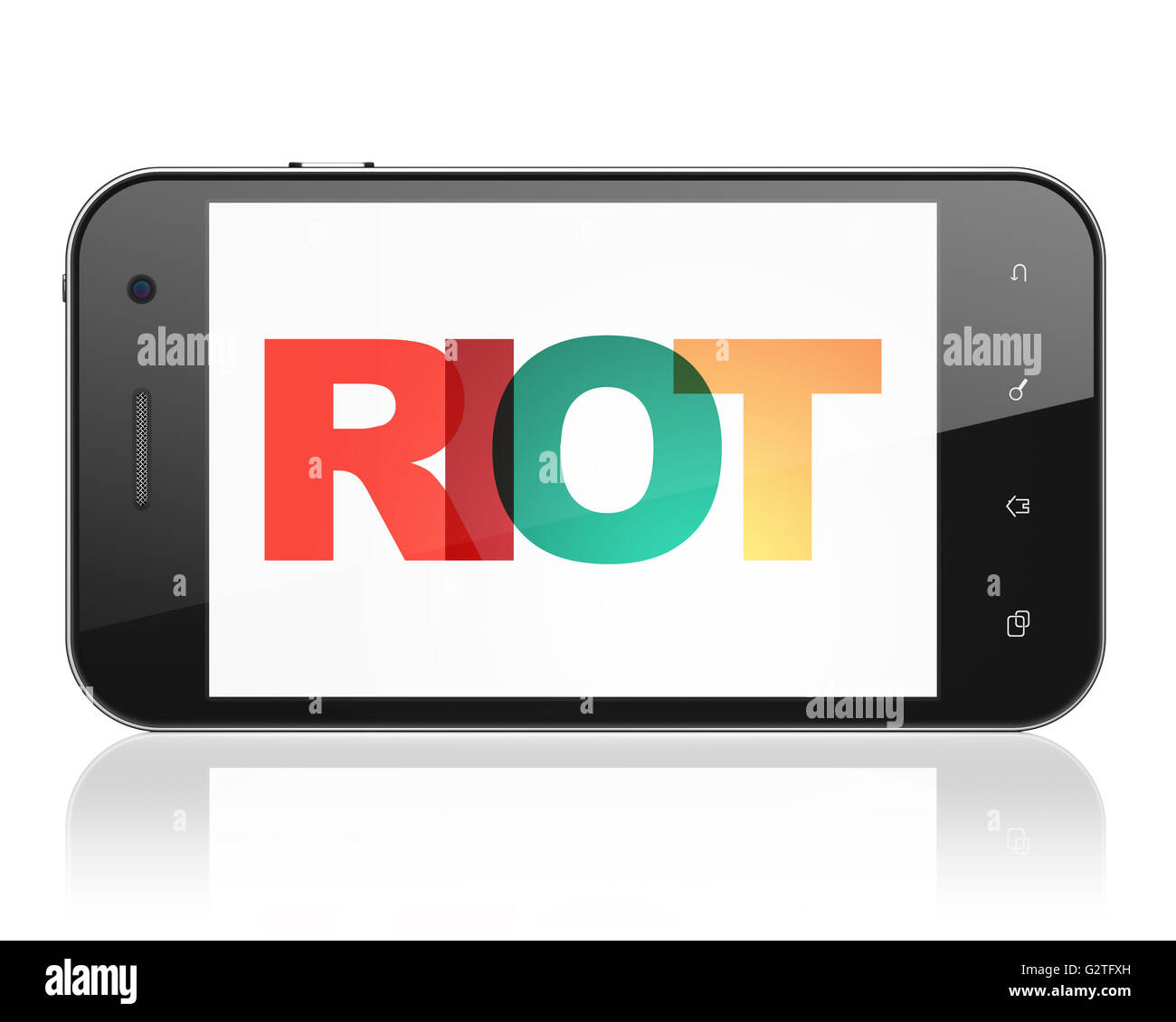 Political concept: Smartphone with Riot on display Stock Photo - Alamy