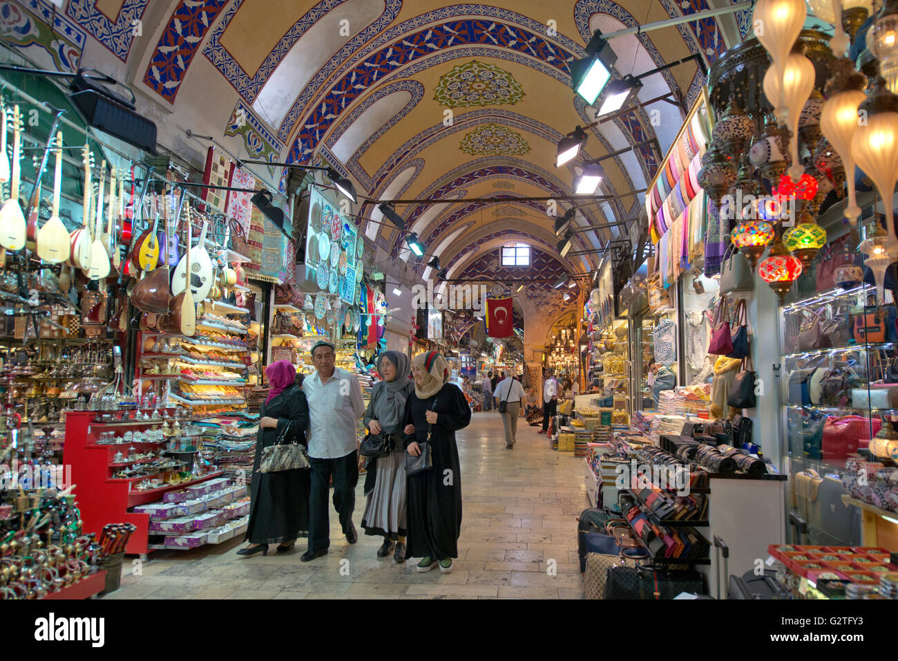 Shops and interior architecture of the old traditional market Gran ...