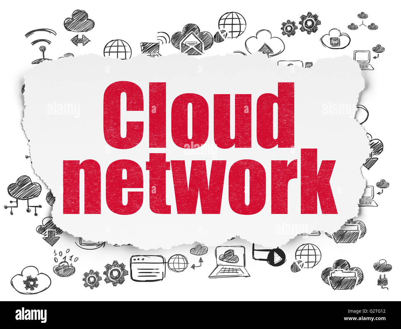 Cloud networking concept: Cloud Network on Torn Paper background Stock ...