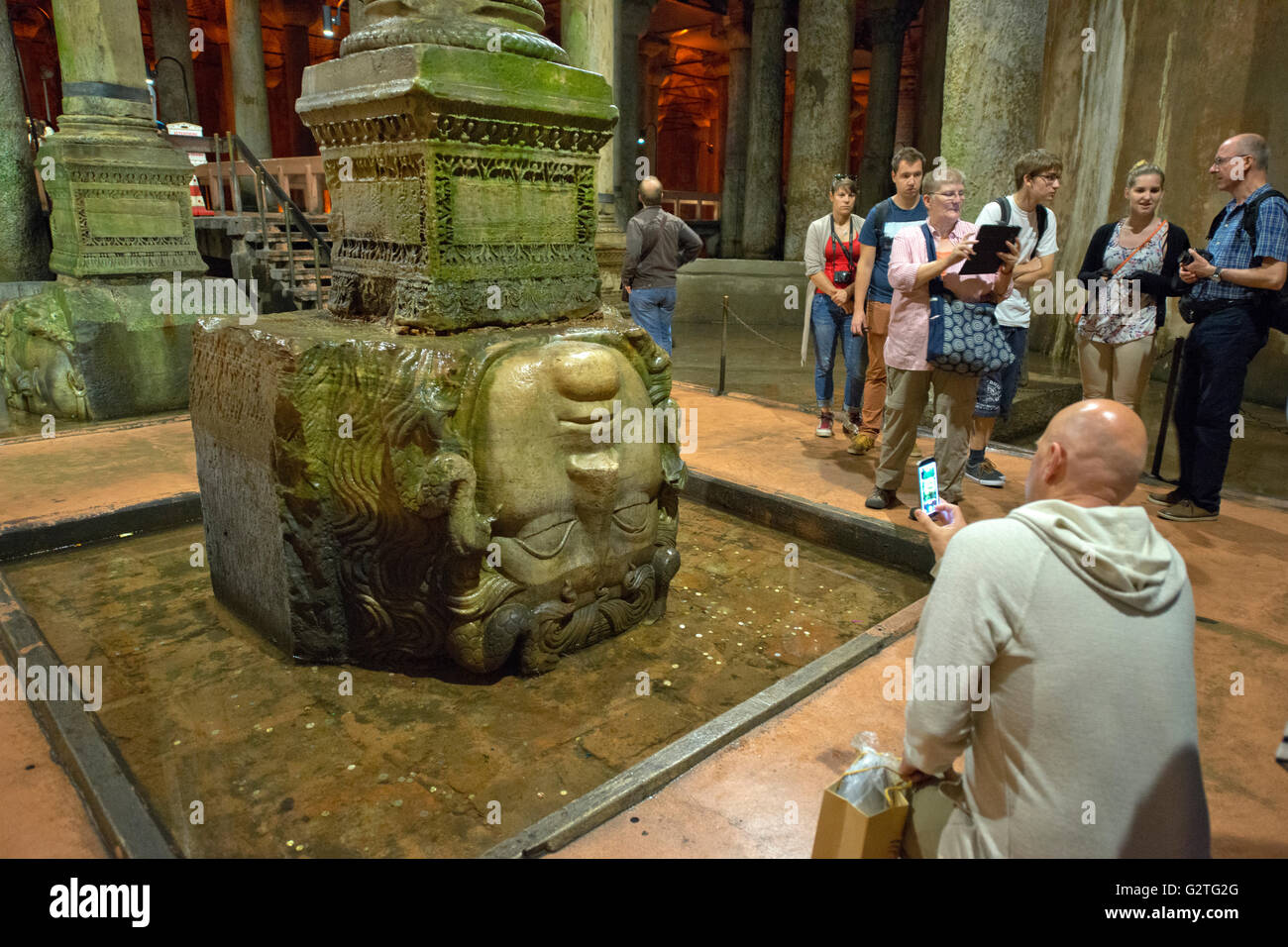 The head of Medusa in the Basilica Cistern in Istanbul, Turkey Stock ...