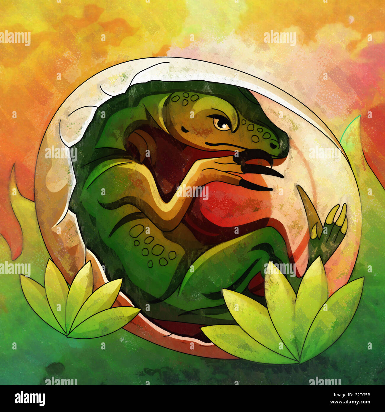 Hatching Dinosaur Egg IIllustration Stock Photo - Alamy