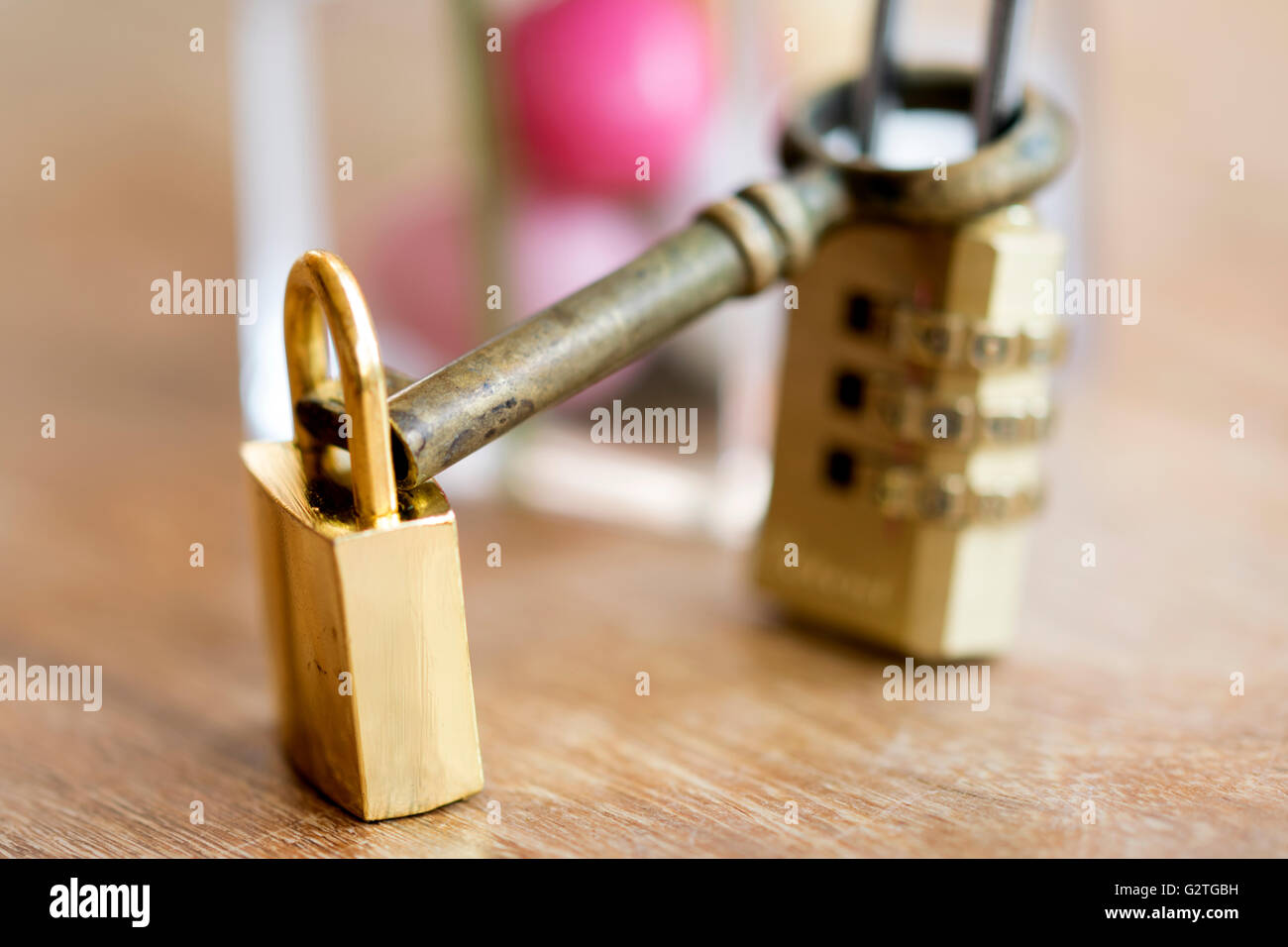 modern combination padlock with normal padlock and old key Stock Photo ...