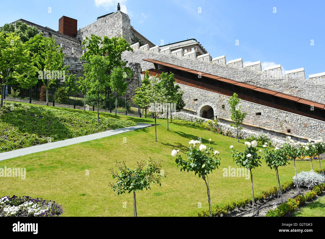 Park next to the Royal Palace of Buda, Budapest, Hungary Stock Photo ...