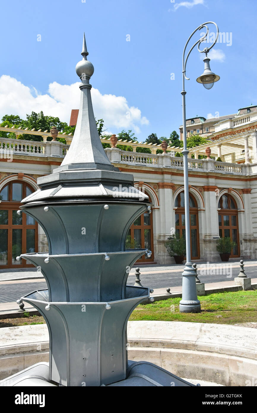Fountain and street light in Budapest city, Hungary Stock Photo - Alamy