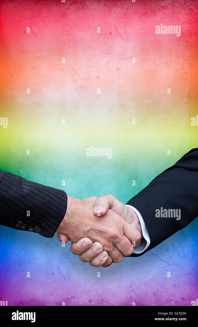 close up of handshake with rainbow colors for gay pride Stock Photo - Alamy