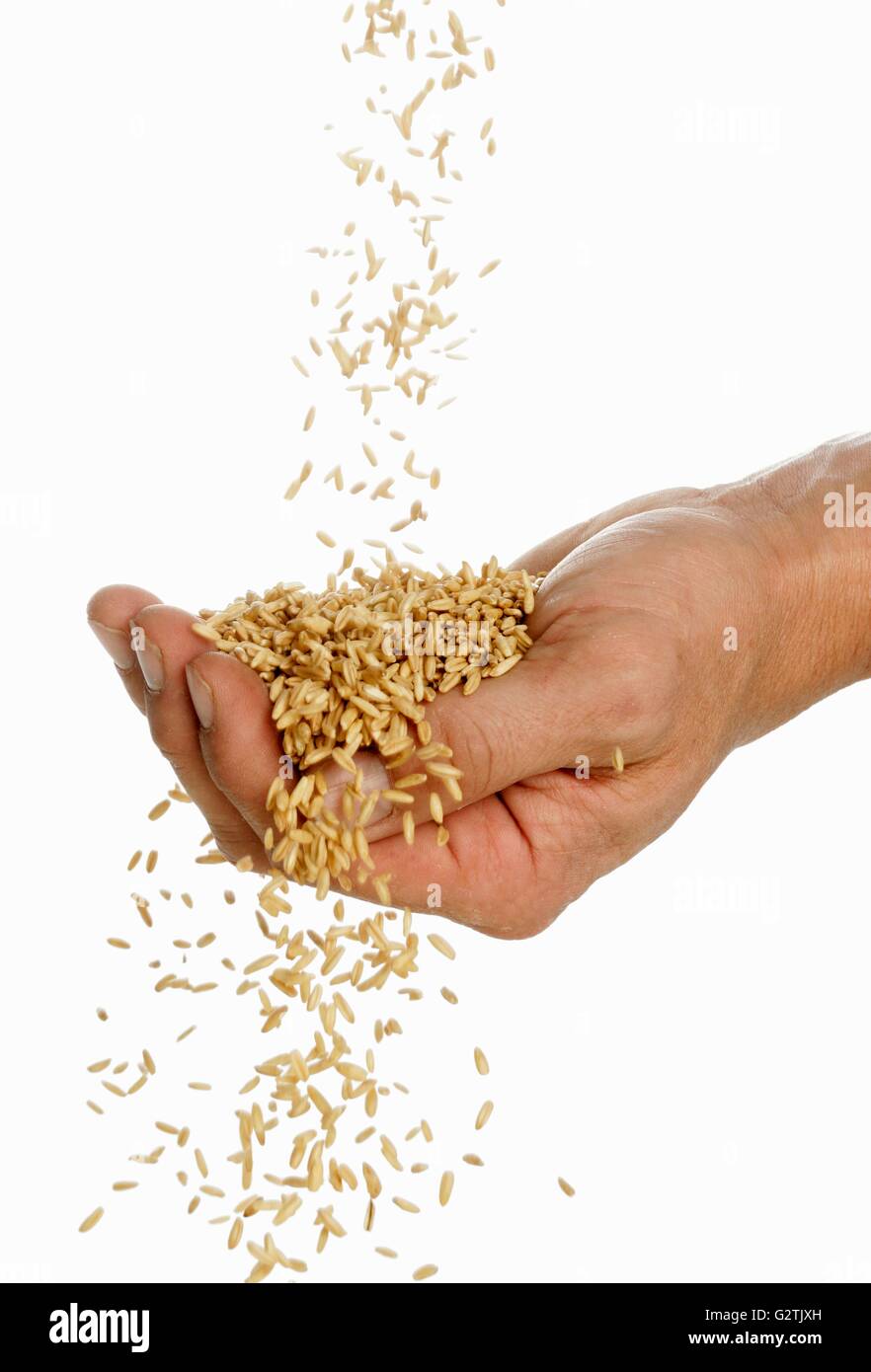 Someone pouring oats into their hand Stock Photo - Alamy