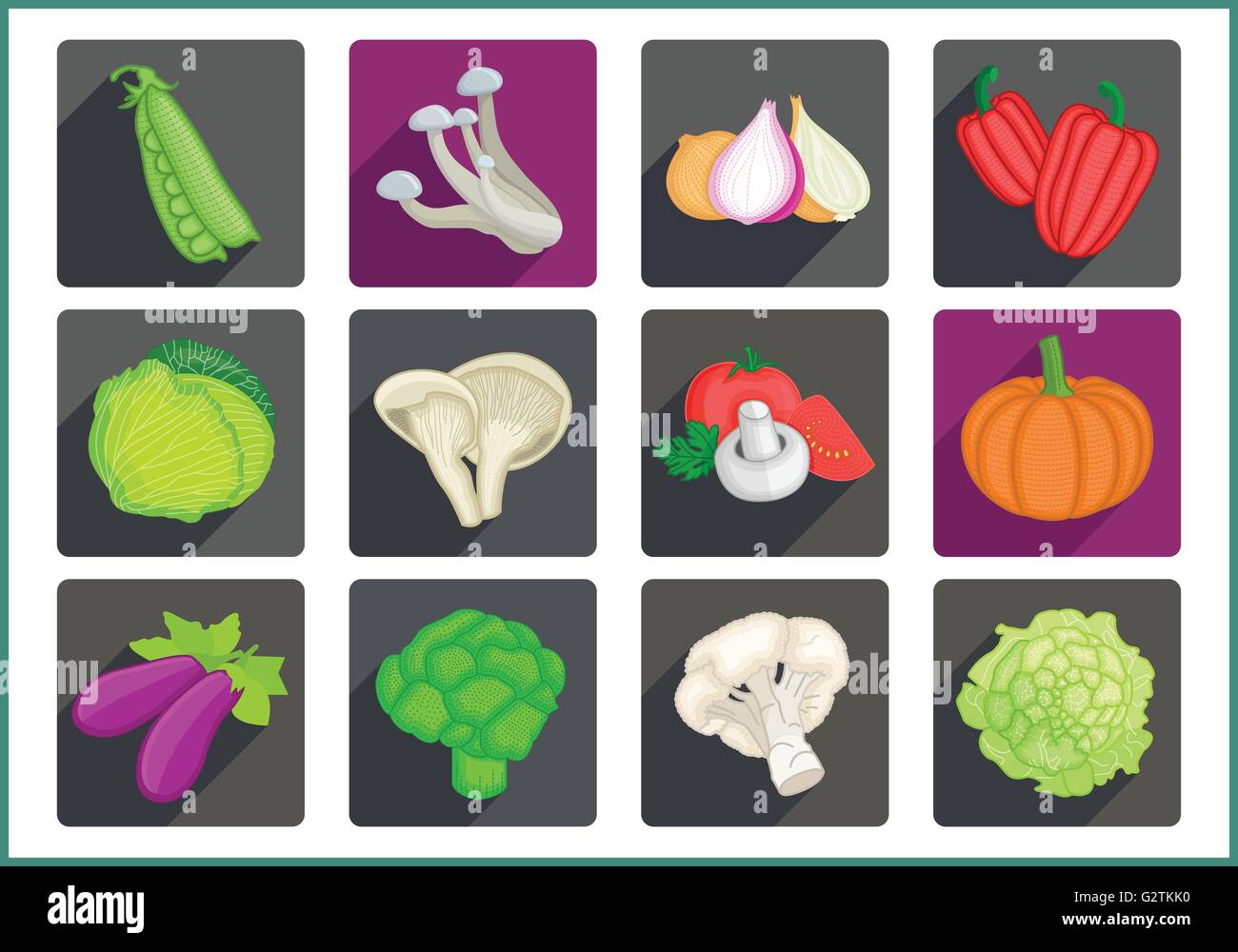 Vegetables flat vector icons set Stock Vector Image & Art - Alamy