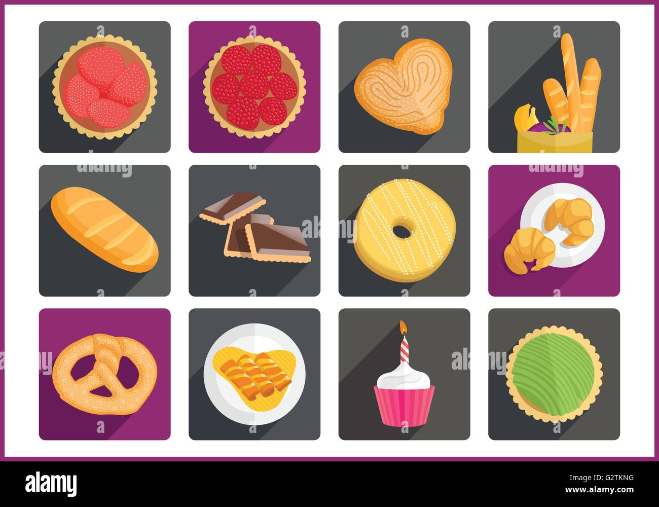 Pastry flat vector icons set Stock Vector Image & Art - Alamy