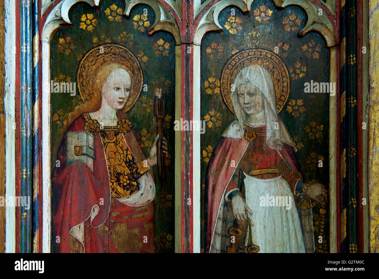 Painted screen inside the church of St Michael and All Angels, Barton ...