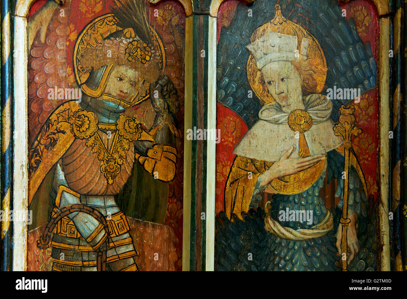 Painted screen inside the church of St Michael and All Angels, Barton ...