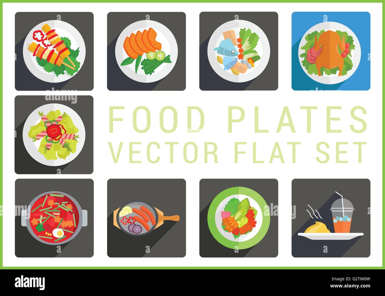 Main dishes flat vector icons Stock Vector Image & Art - Alamy