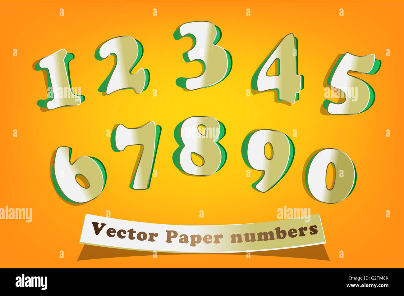 Vector paper numbers on a orange background Stock Photo - Alamy