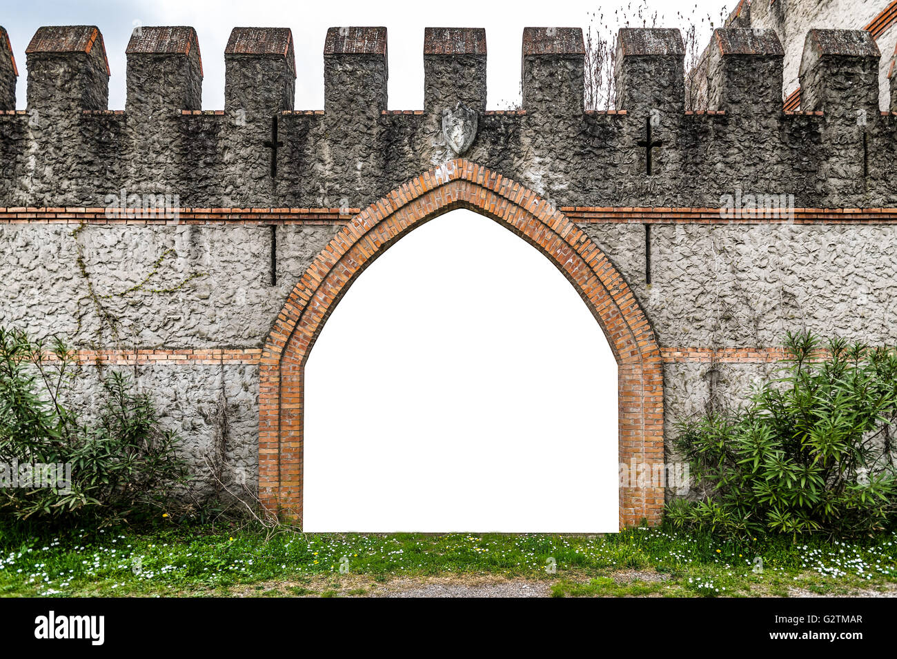 Arched entrance of a medieval castle suitable as a frame or border ...