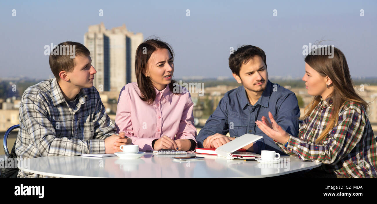 Group of Young Casual Dressed People on Informal Business Meeting Stock ...