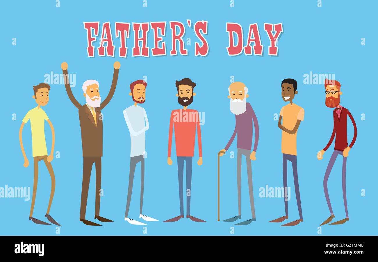 Man Group Generation Happy Father Day Holiday Banner Stock Vector Image ...