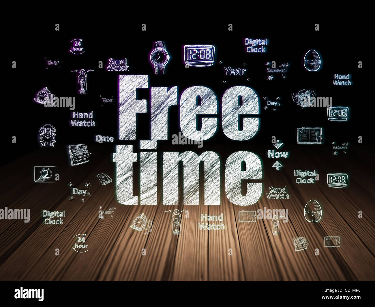 Timeline concept: Free Time in grunge dark room Stock Photo - Alamy
